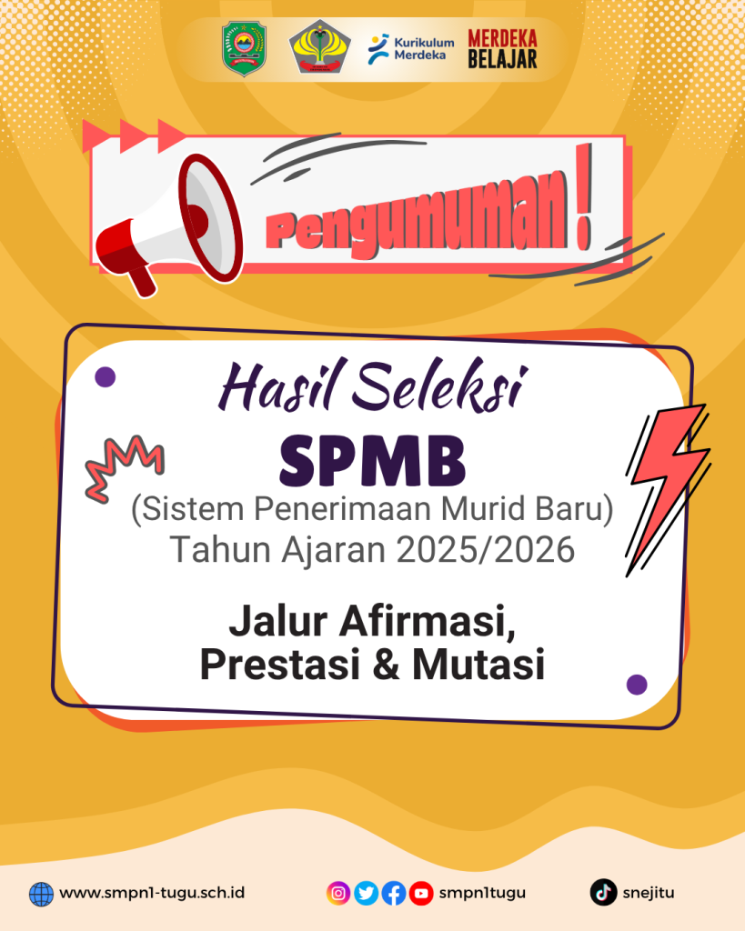 Pengumuman Hasil SPMB 2025 Jalur Prestasi - SMPN 1 TUGU